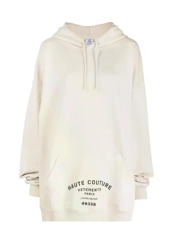 Vetements Slogan-print Drawstring Hoodie - White