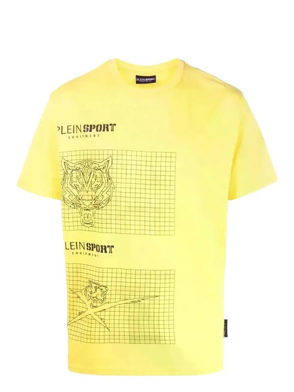 PLEIN SPORT Crew Neck Logo-print T-shirt - Yellow