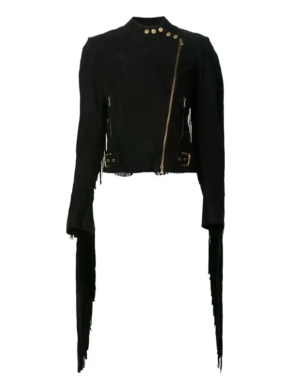 Ralph Lauren Fringed Biker Jacket - Black
