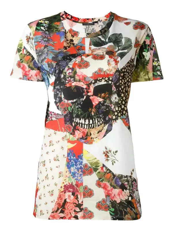 Alexander McQueen Floral Skull T-shirt - Multicolour