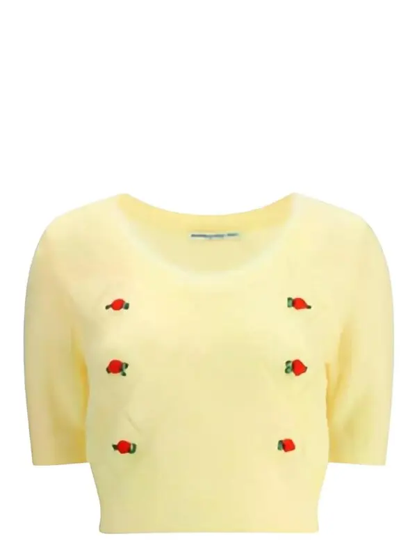 Alessandra Rich Rose-embellished Mohair Knit Top - Yellow