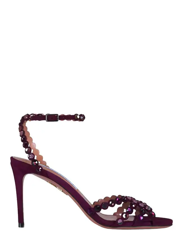 AQUAZZURA 90mm Embellished Scalloped-edges Heeled Sandals - Red