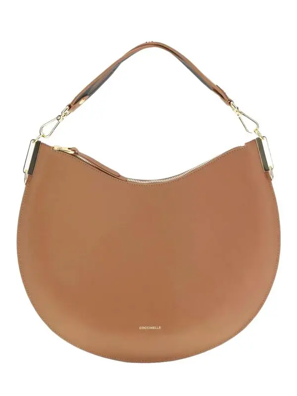 COCCINELLE Large Sunup Half-moon Calfskin Shoulder Bag - Brown