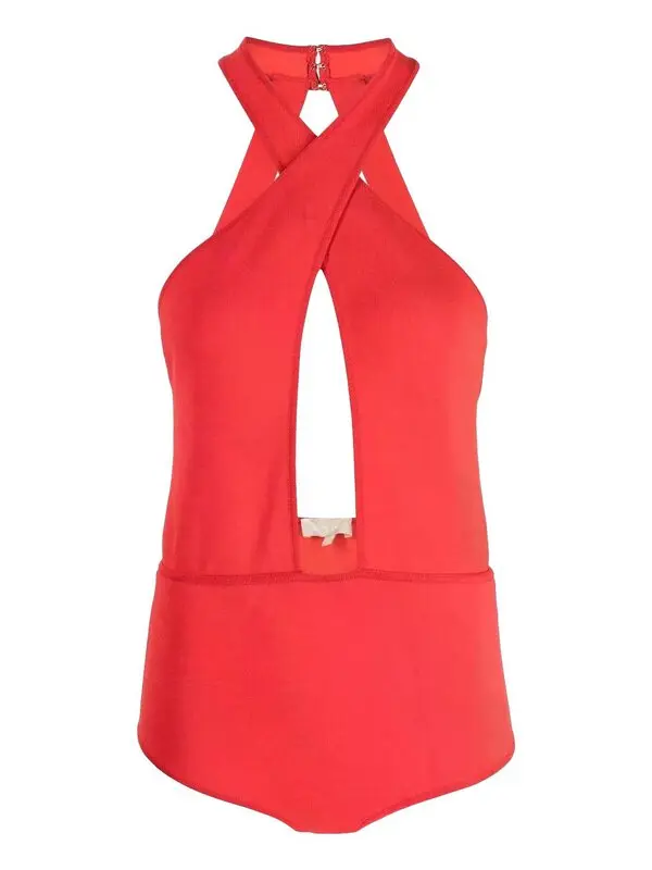 Elie Saab Halter Keyhole Bodysuit - Red
