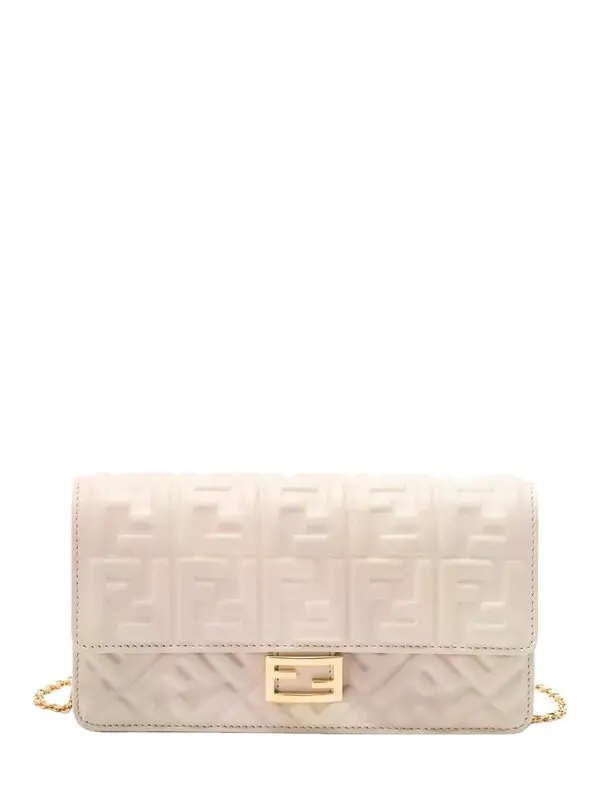 Fendi Wallet On Chain Baguette Clutch - White