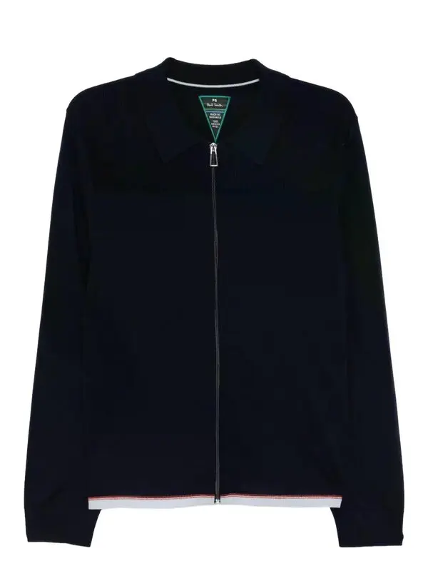 Paul Smith Merino Zip Cardigan - Blue