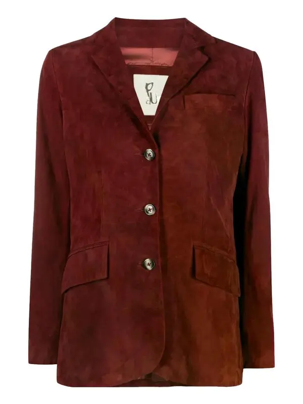 PAULA Single-breasted Suede Blazer - Red