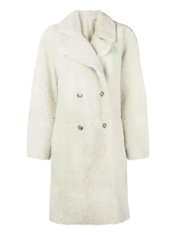 YVES SALOMON Oversized Shearling Coat - White