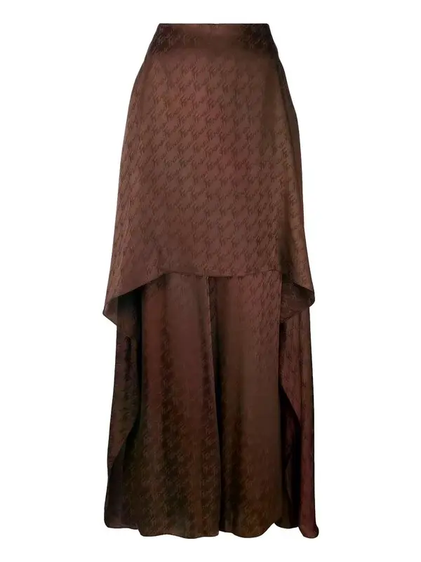Fendi Wide-leg Monogram-pattern Trousers - Brown