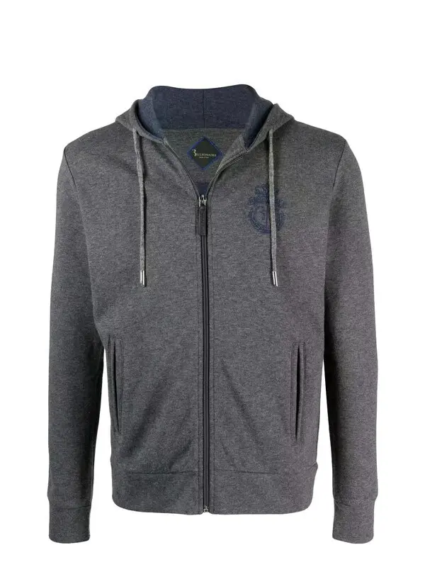 BILLIONAIRE Crest-motif Long-sleeved Hoodie - Grey