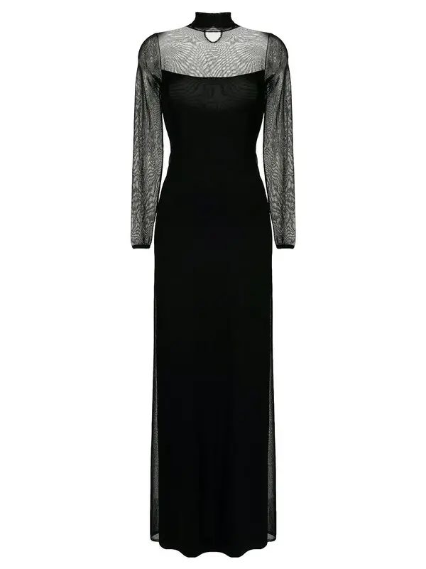 Ralph Lauren Flared Dress With Sheer Panels - Black