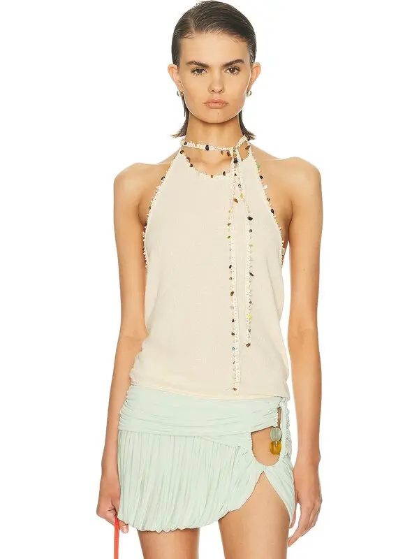 Christopher Esber Beach Quartz Halter Tank Top - Bone