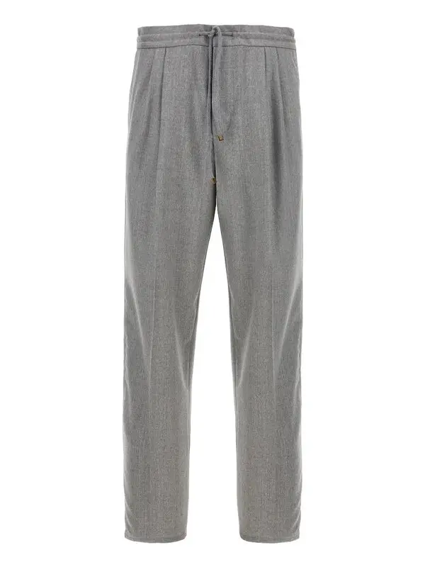 Brunello Cucinelli Flat Front Pleated Pants - Gray