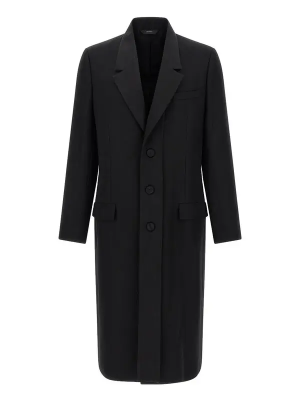 Fendi Crepe Wool Coat - Black