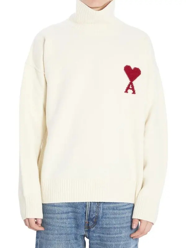 Ami De Coeur Virgin Wool Turtleneck Sweater - White