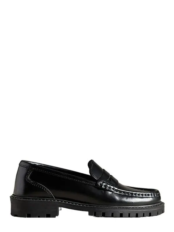 Maeve Lug Sole Loafers - Black
