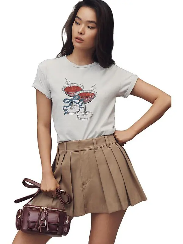 Anthropologie Cocktail Graphic Tee - Ivory Drinks