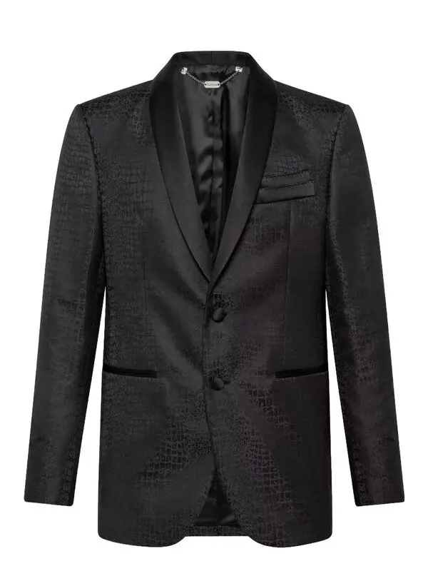 BILLIONAIRE Crocodile-effect Blazer - Black