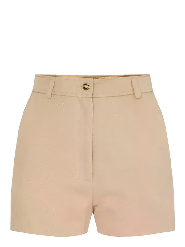 Elisabetta Franchi Gold-button Gabardine Shorts - Neutrals
