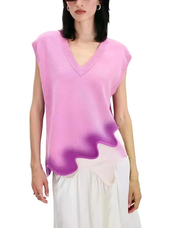 Ph5 V-neck Wavy-hem Vest - Pink