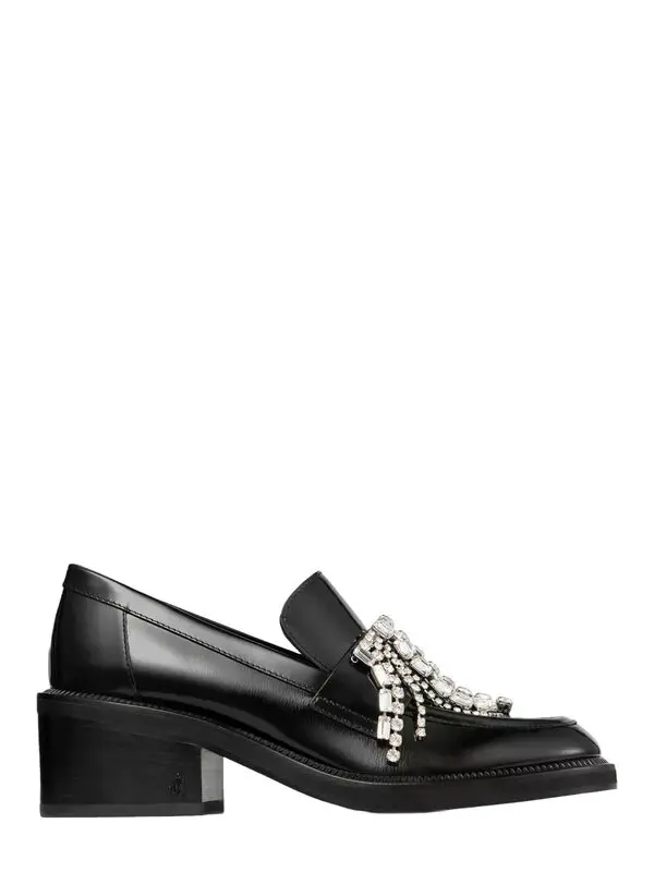 JIMMY CHOO Tylor Crystal-embellished Loafers - Black