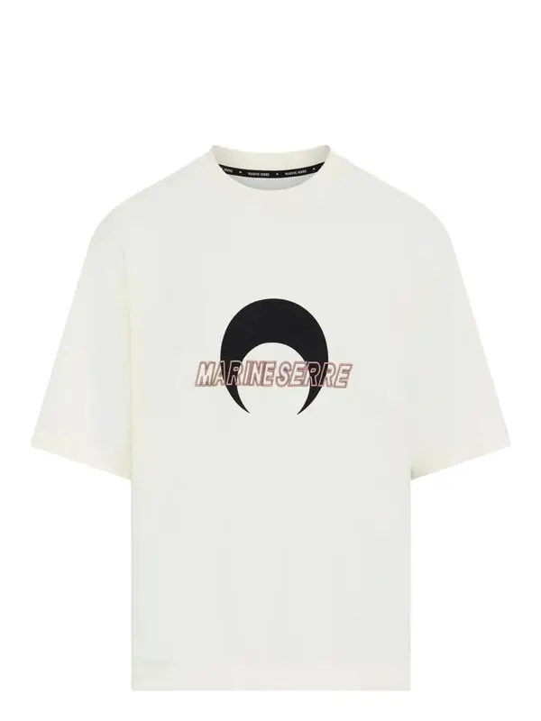 MARINE SERRE Logo-print Crew-neck T-shirt - White