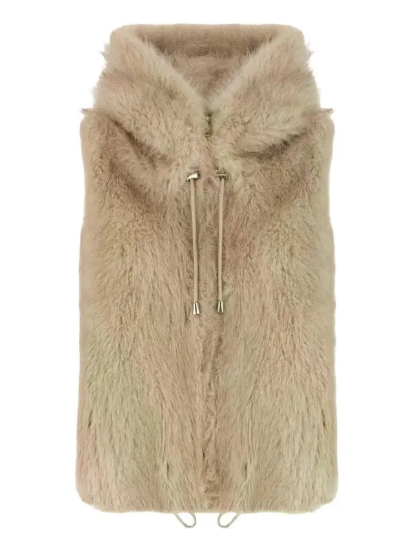VALENTINI Hooded Fur Vest - Neutrals
