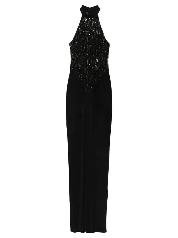 NISSA Sequin-embellished Halter-neck Maxi Dress - Black