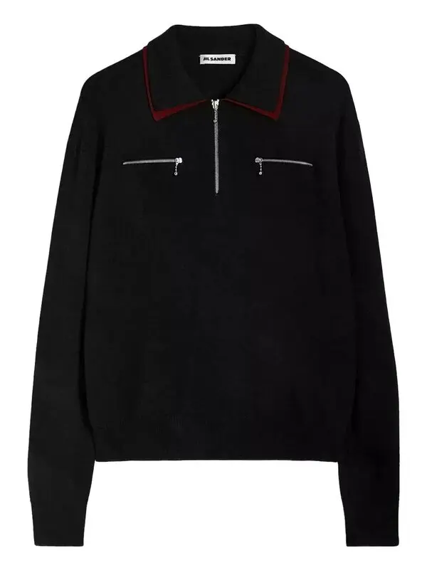 JIL SANDER Wool Polo Shirt - Black