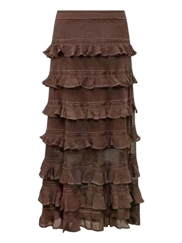 Zimmermann Tiered Ruffle Skirt - Brown