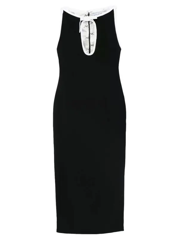 ROWEN ROSE Keyhole-neck Sleeveless Midi Dress - Black