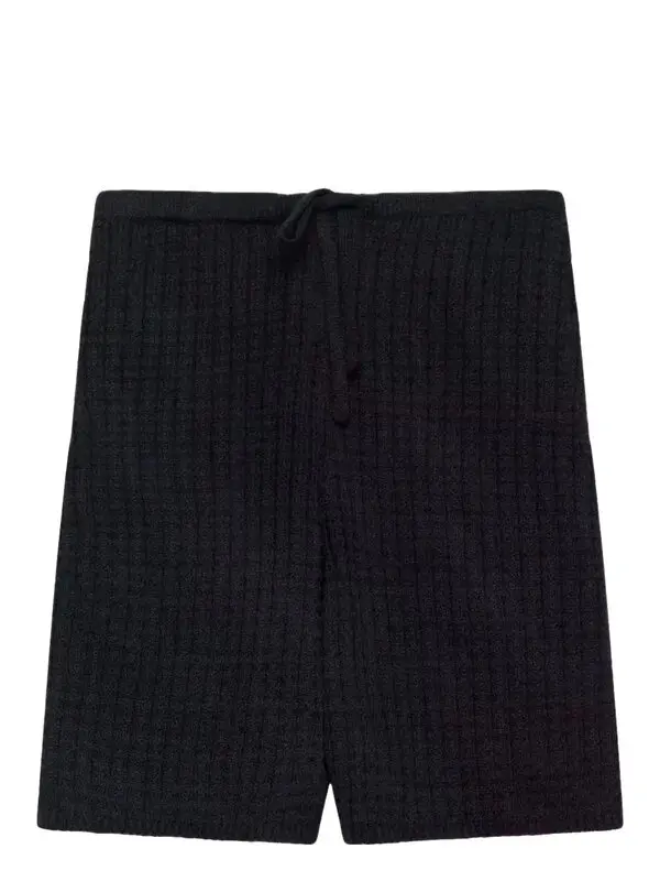 THE ELDER STATESMAN Textured Drawstring Shorts - Black