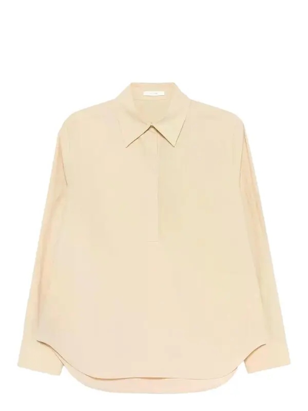 THE ROW Margan Long-sleeve Curved Hem Shirt - Neutrals