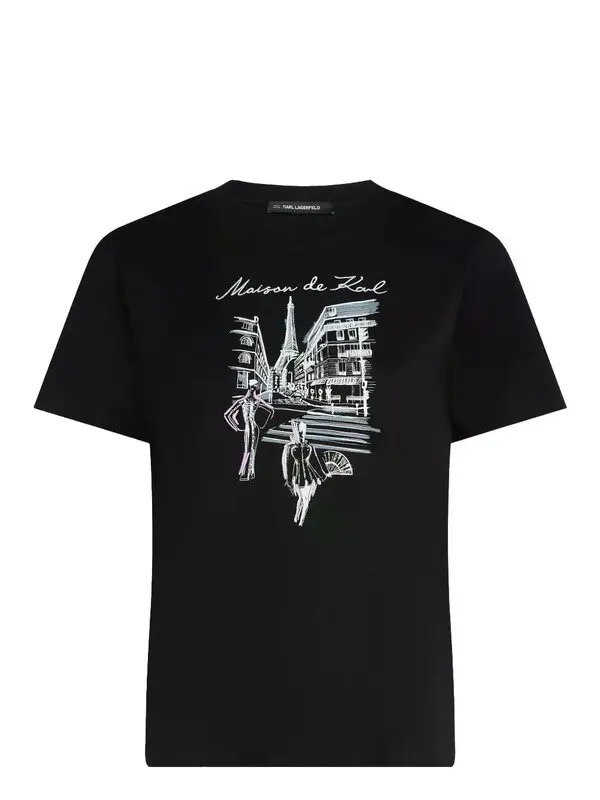 Karl Lagerfeld Paris Sketch-print T-shirt - Black
