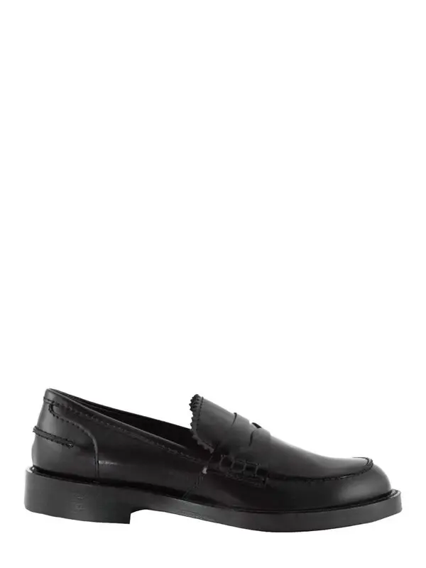 GUGLIELMO ROTTA Penny-stitched Leather Loafers - Black