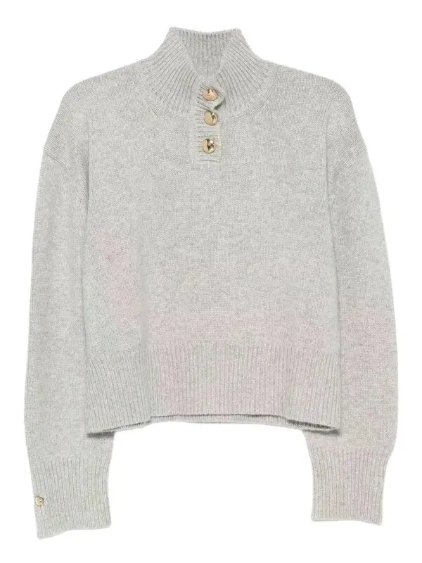 Brandon Maxwell The Rowe High-neck Button-front Sweater - Grey