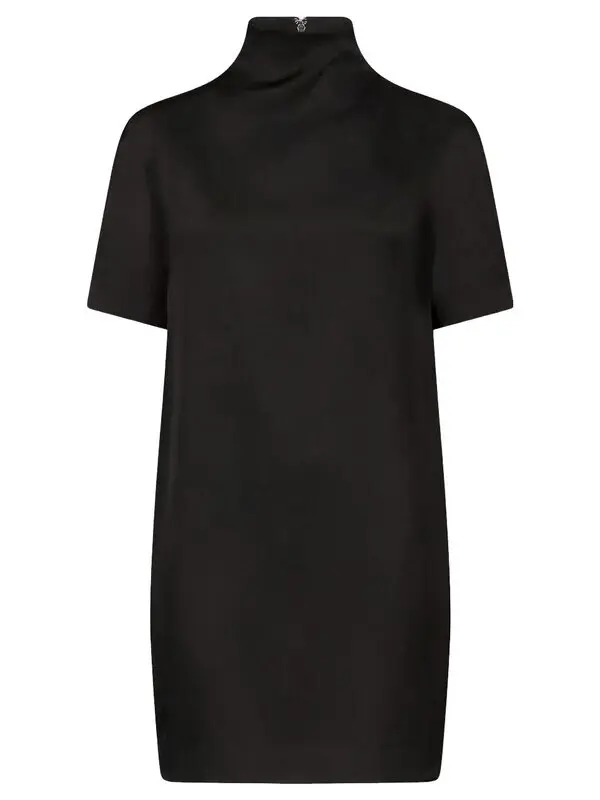 Loulou De Saison Elton Mock-neck Short-sleeve Dress - Black