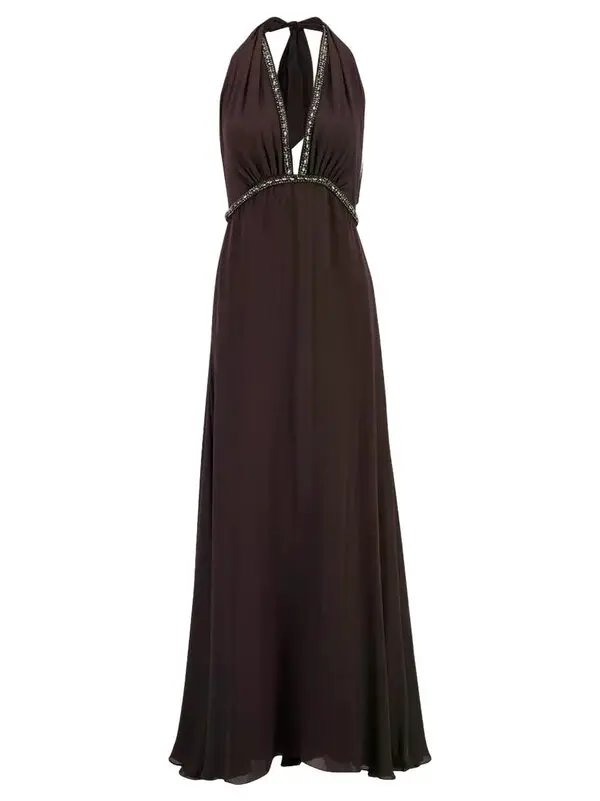 Johanna Ortiz New Destiny Halter-neck Maxi Dress - Brown