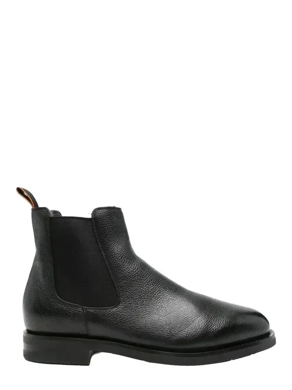 Santoni Elastic-panel Leather Boots - Black