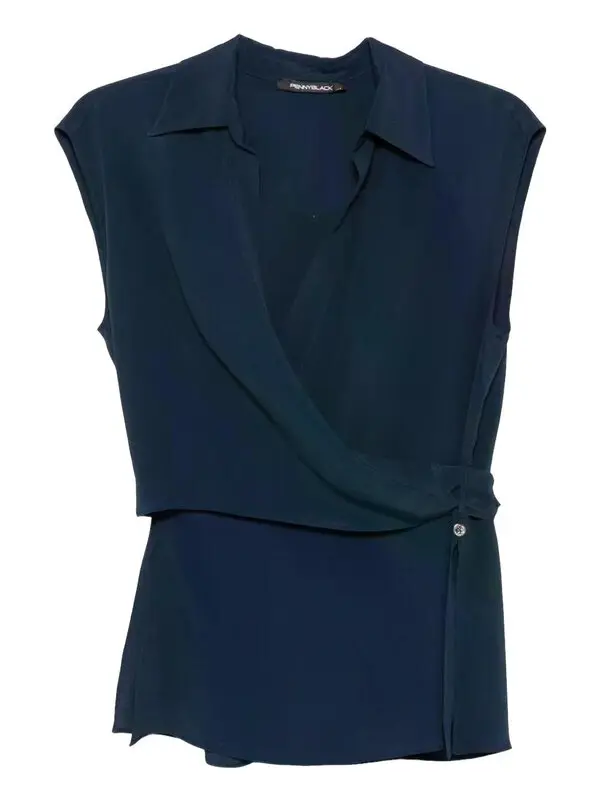 PENNYBLACK Sleeveless Wrap-neck Top - Blue