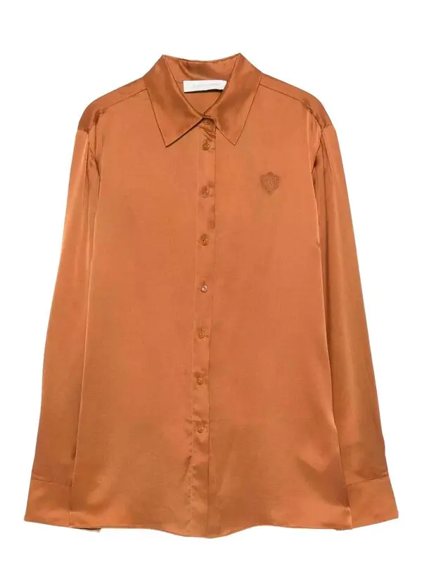 Zimmermann Embroidered Silk Shirt - Orange