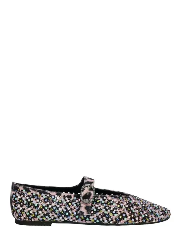 Kurt Geiger Leopard-print Crystal-embellished Ballet Flats - Pink