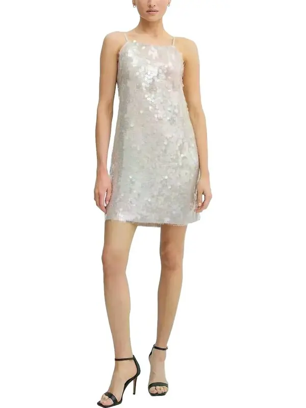 Sisley Sequin-embellished Spaghetti-strap Mini Dress - Grey