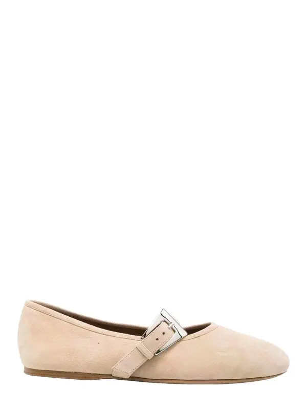 Paris Texas Buckle-strap Suede Flats - Neutrals