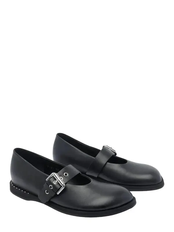 Premiata Buckle-detail Leather Ballet Flats - Black