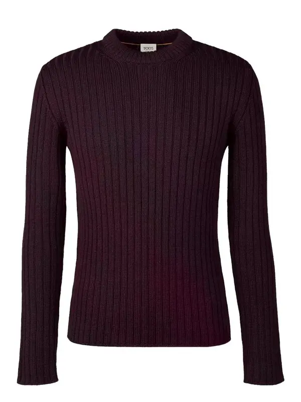 TOD'S Ribbed Crew-neck Sweater - Red