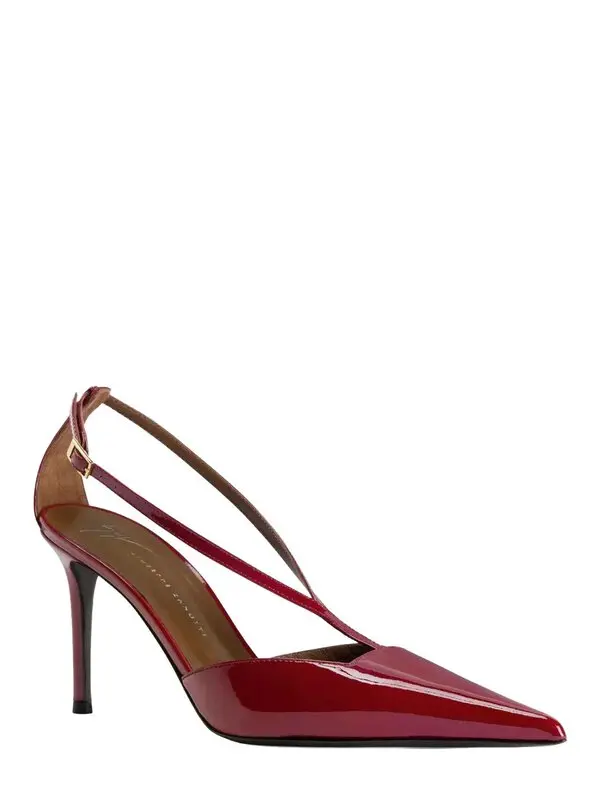 GIUSEPPE ZANOTTI 85mm Pointed-toe T-strap Pumps - 002 Red
