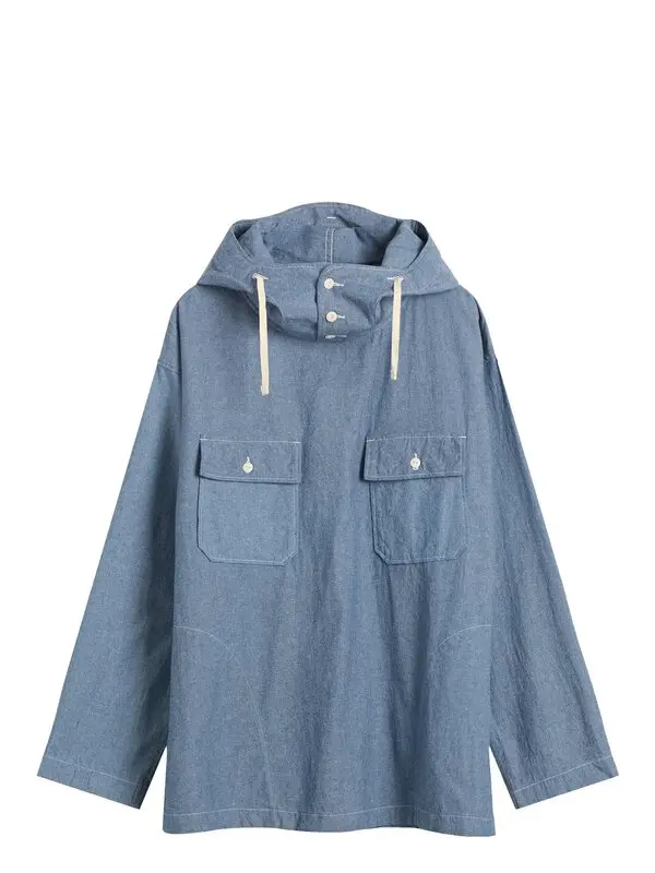 Engineered Garments Chambray Cagoule Shirt - Light Blue