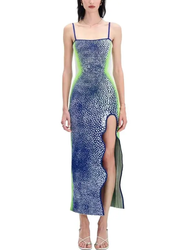 Ph5 Spot-print Side-slit Dress - Blue