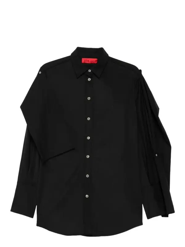 THELATEST Button-fastening Draped-sleeve Shirt - Black